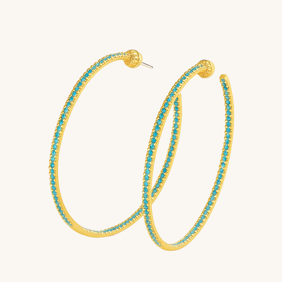 Turquoise Minimalist Big Hoops | Gogo Lush
