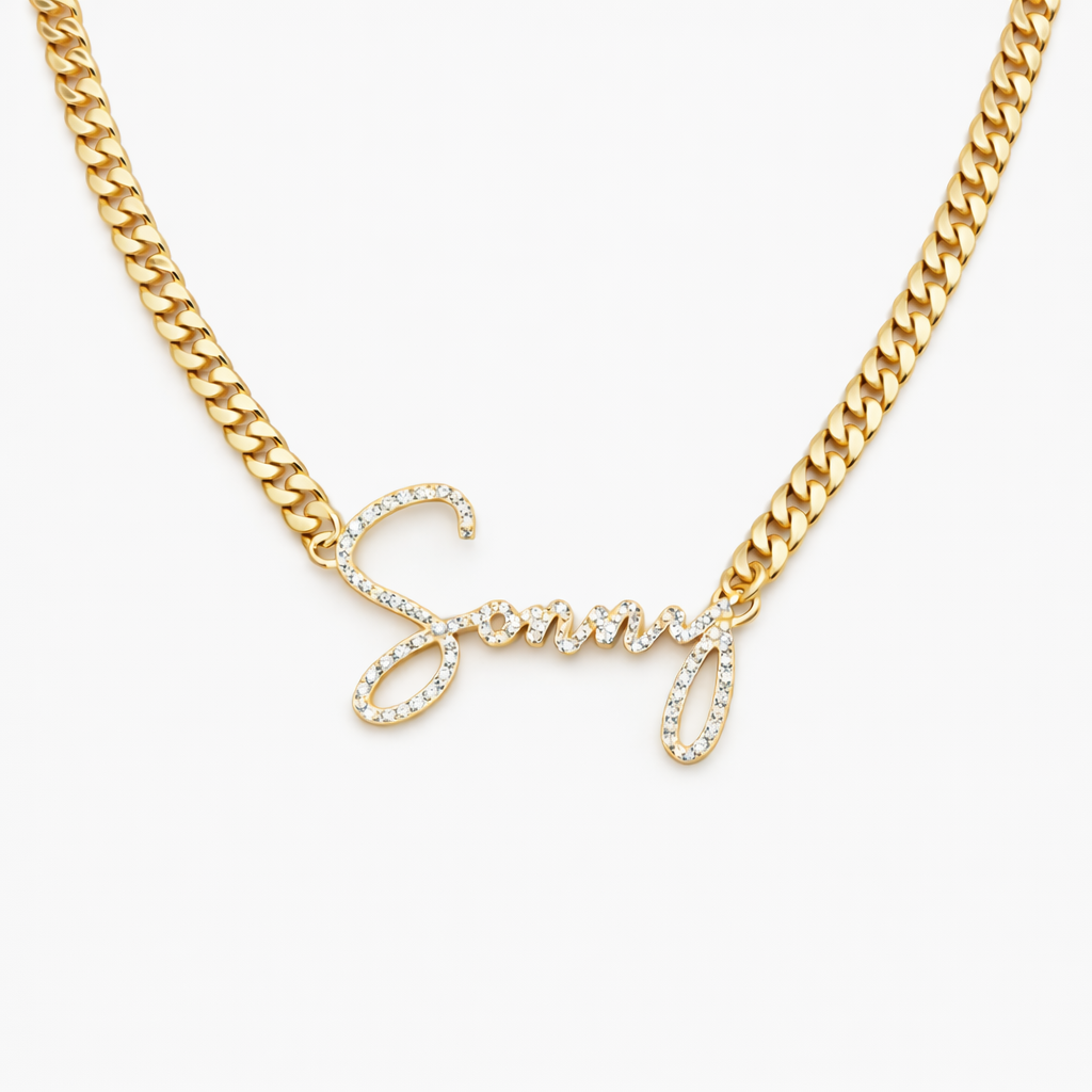 Gold Custom Script Diamond Name Necklace – Gogo Lush