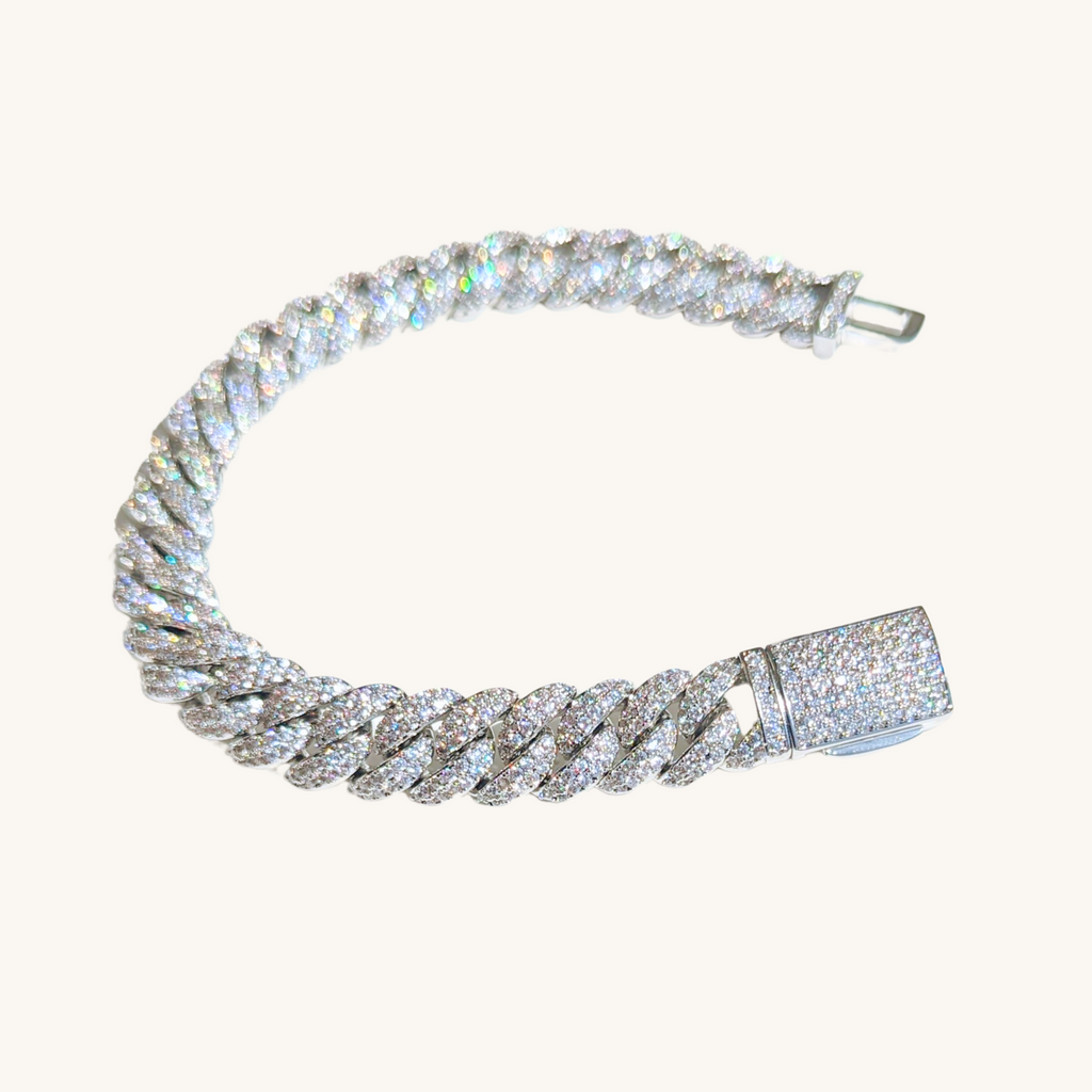 Silver Diamond Cuban Link Bracelet | Gogo Lush