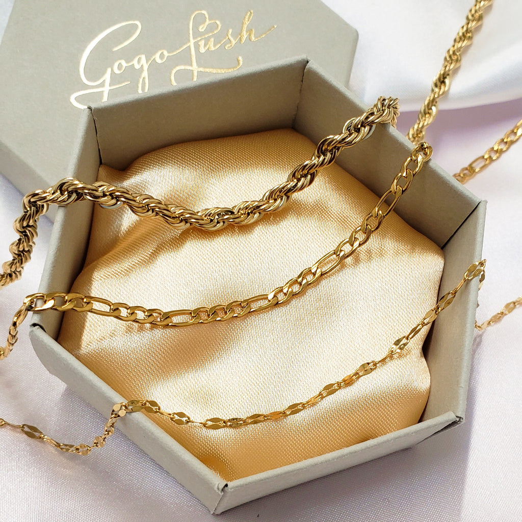 Gold Triple Layered Chain Set | Gogo Lush