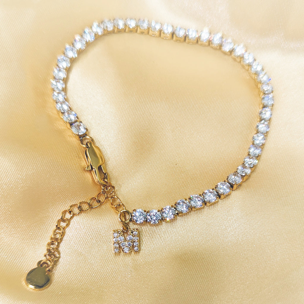 Gold Initial Tennis Anklet | Gogo Lush